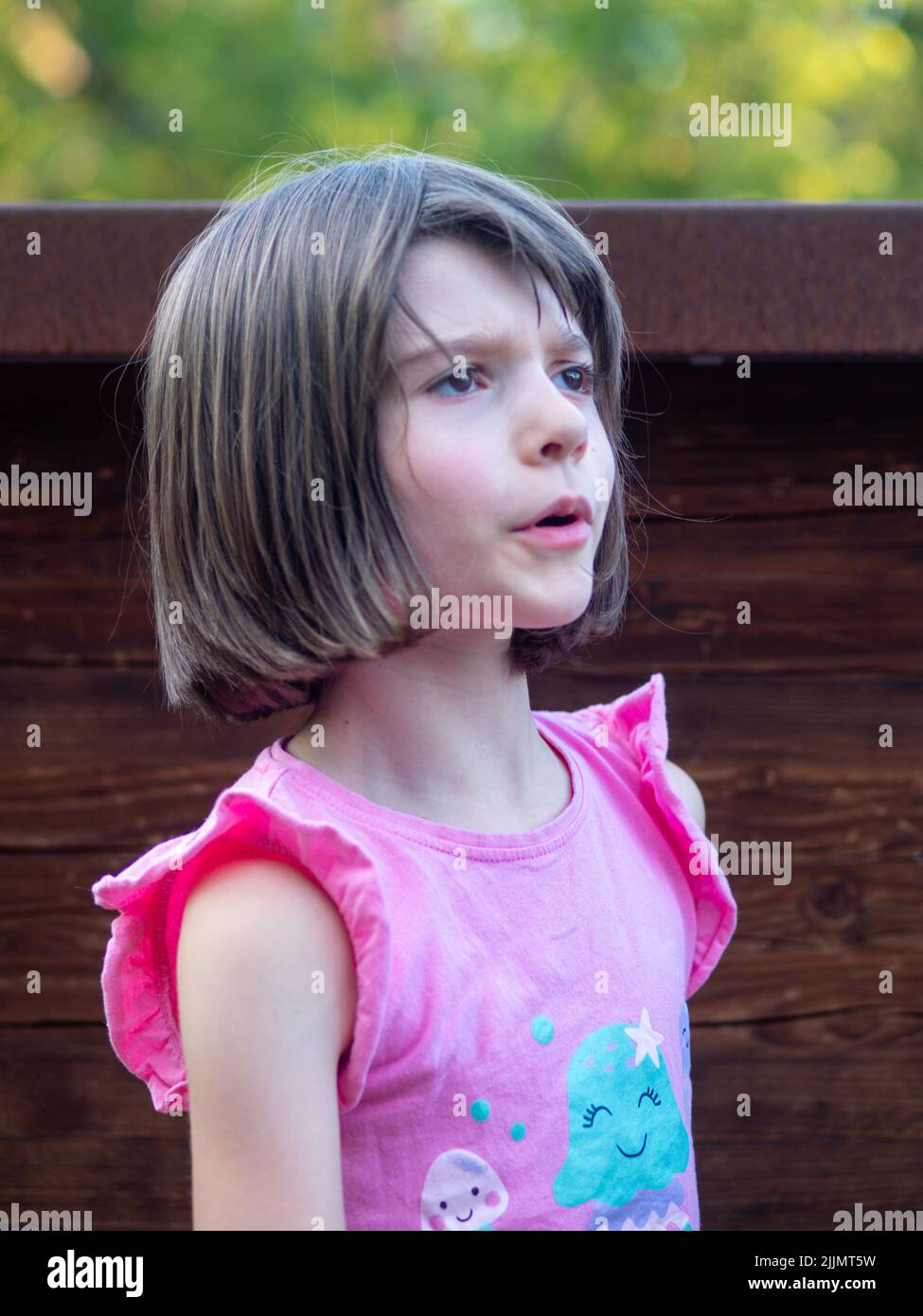 emotional child 6 years old little girl expression Stock Photo - Alamy