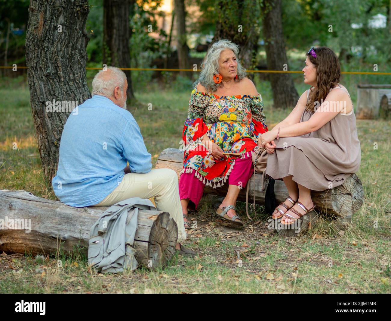 Summertime, nice family, senior Daddy, Mom, their daughter and grand ...