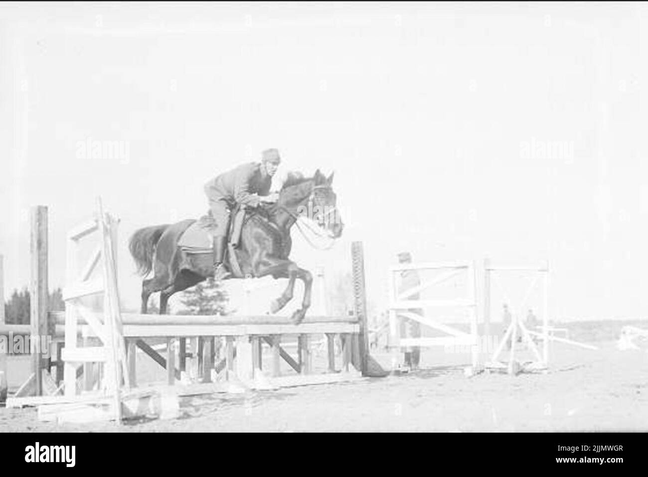 Training in jumping on the sand field Stock Photo - Alamy