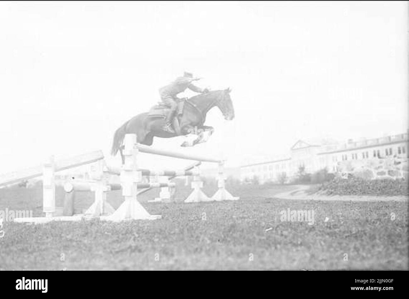 Inspection in jumping for cavalry officer school in the field south of ...