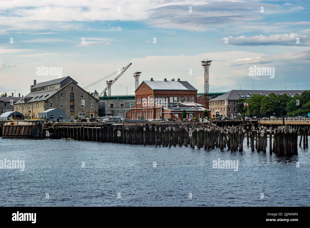 The port of Boston with industrial buildings in the United States Stock ...
