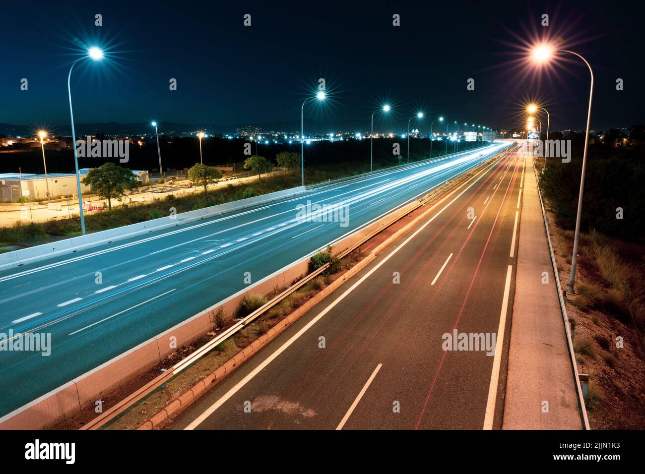 Car light night road hi-res stock photography and images - Alamy