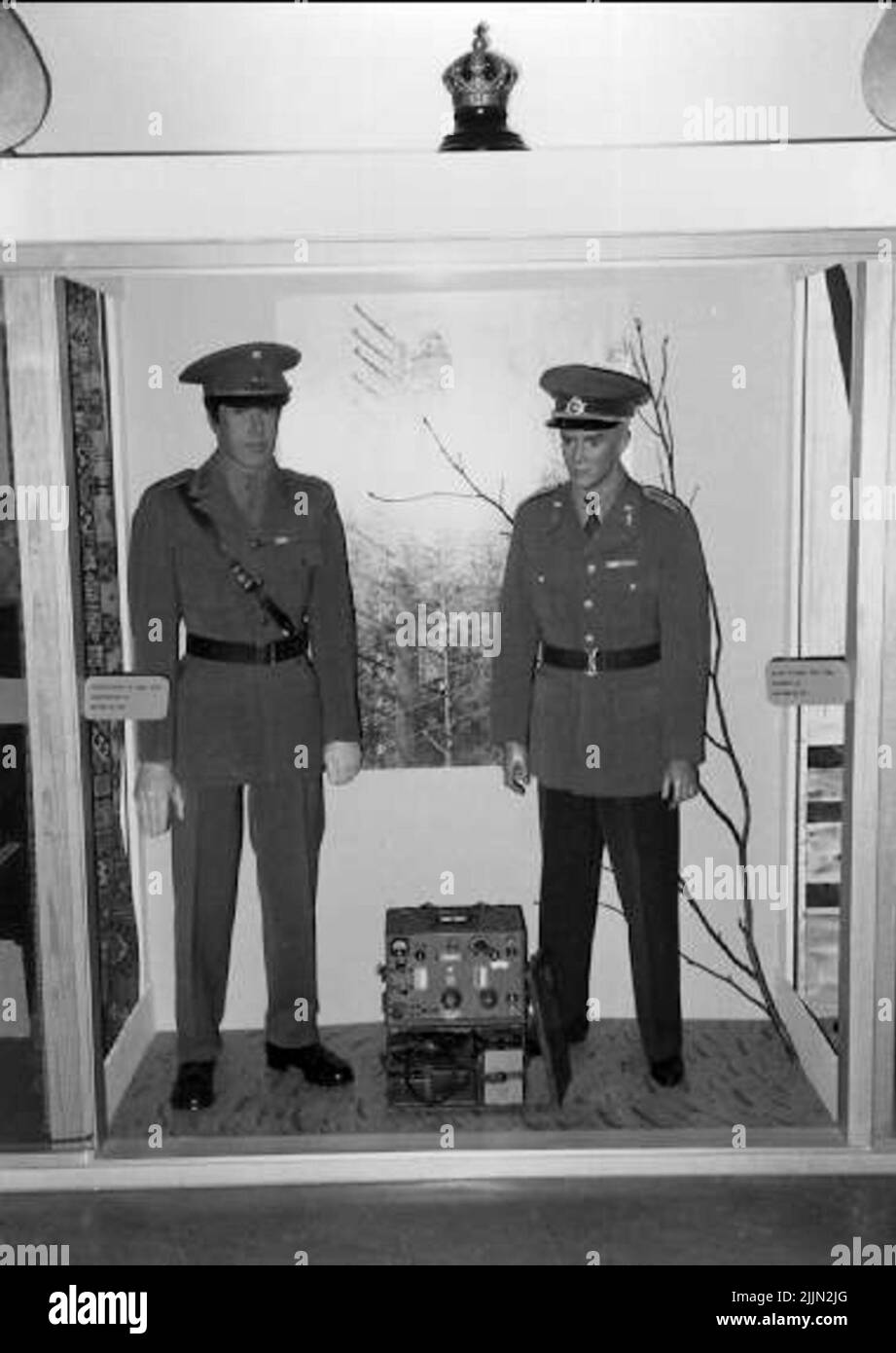 Karlsborgs Museum, Fortress Hall, booth with uniforms in 1985 Stock ...
