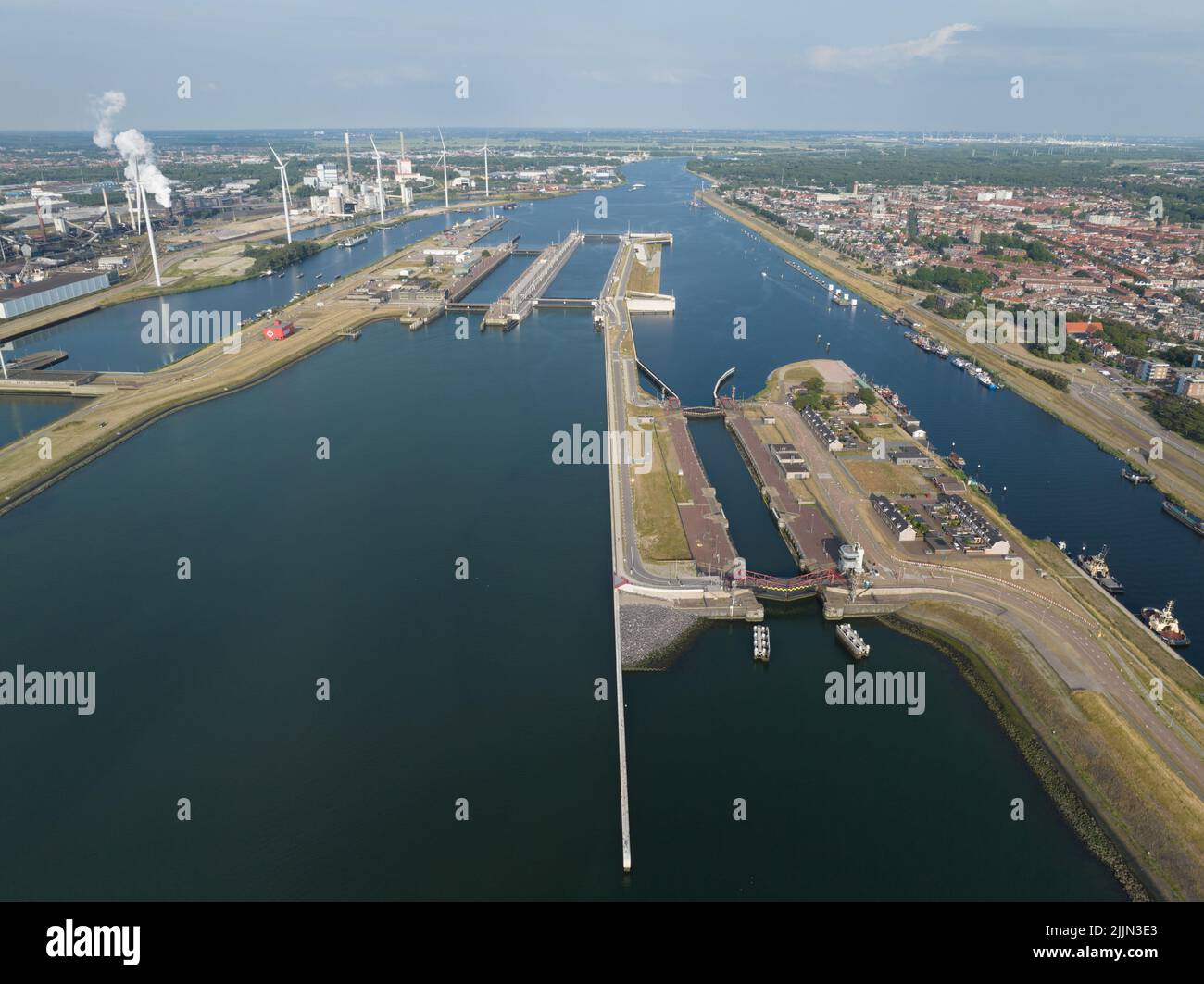 The IJmuiden locks form the connection between the North Sea Canal and ...