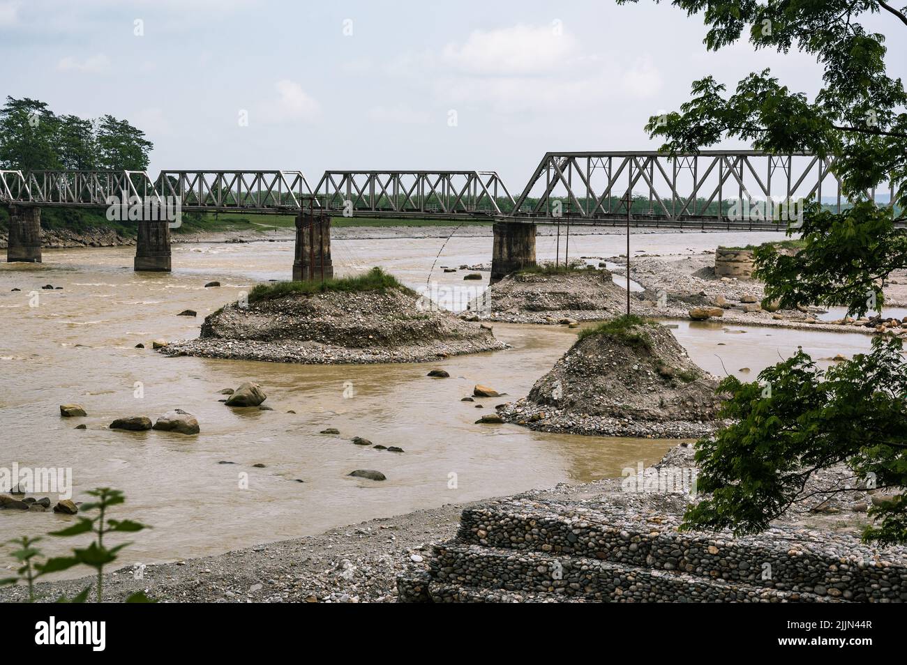 An aerial view of the Sevoke Railway Bridge on River Teesta near ...