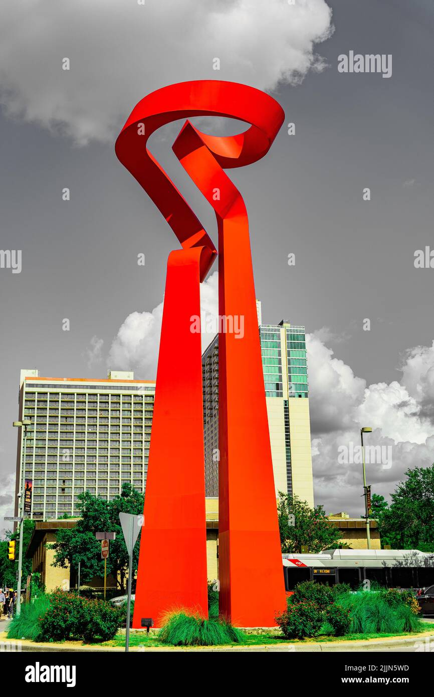 A vertical shot of The Torch of Friendship sculpture in San Antonio ...