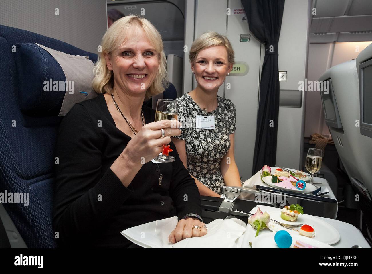 The Caucasian female business class passengers on board British Airways ...