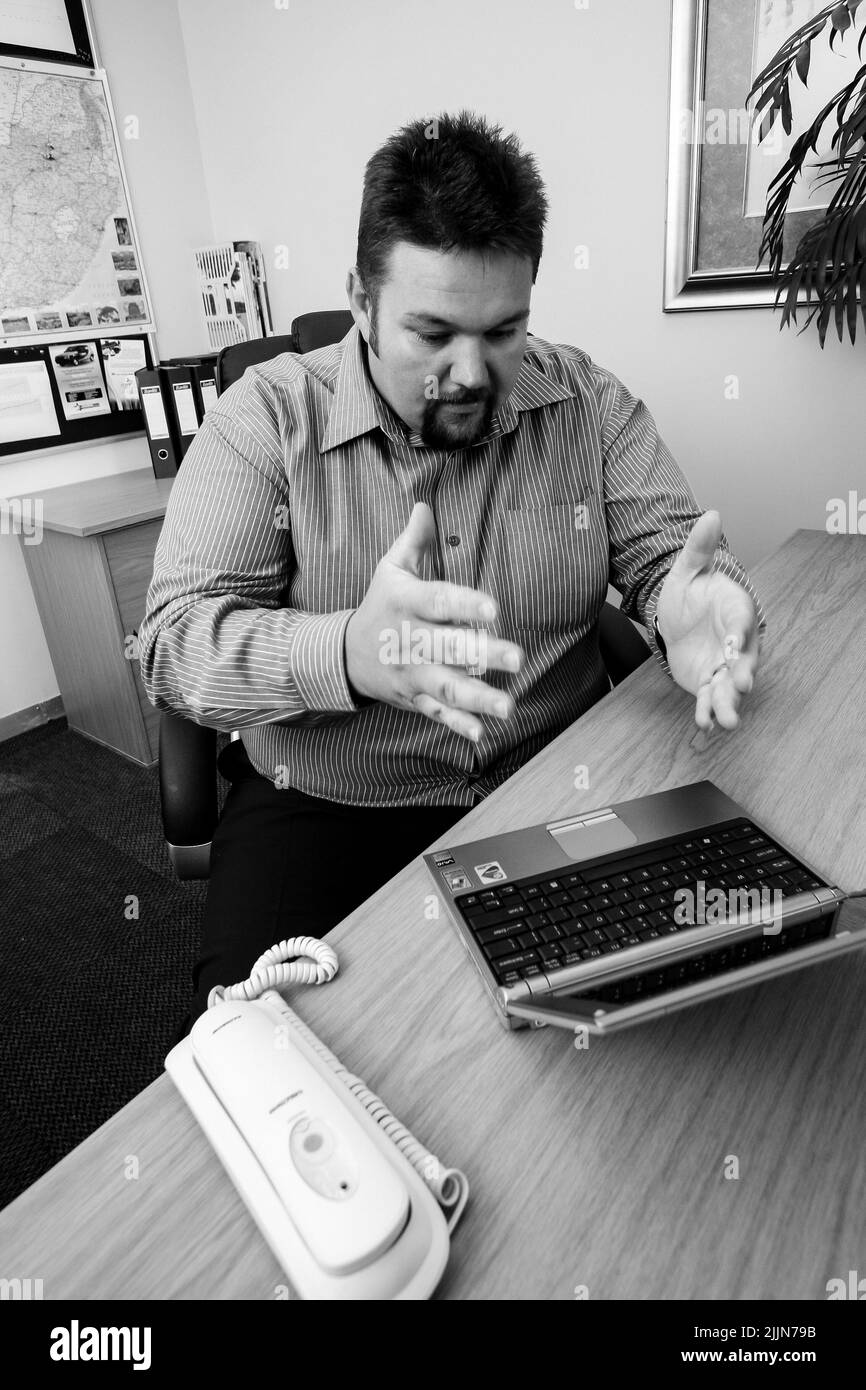 Scared person computer Black and White Stock Photos & Images - Alamy