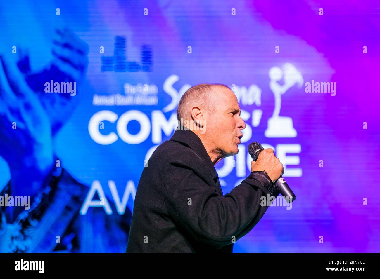 A legendary performer Johnny Clegg on the stage at Comics Choice Awards ...