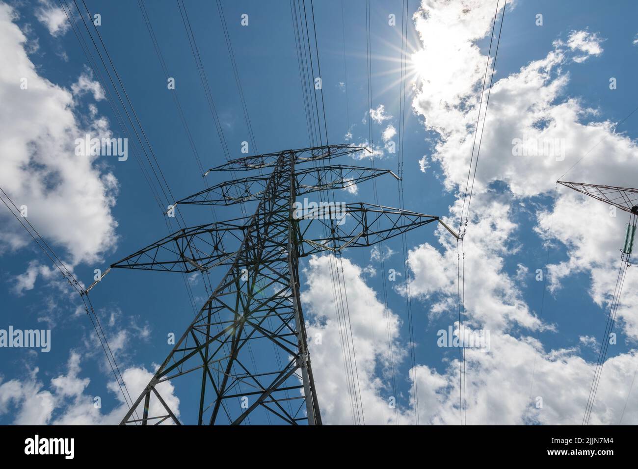 The Power Pole High-voltage Lines Stock Photo - Alamy