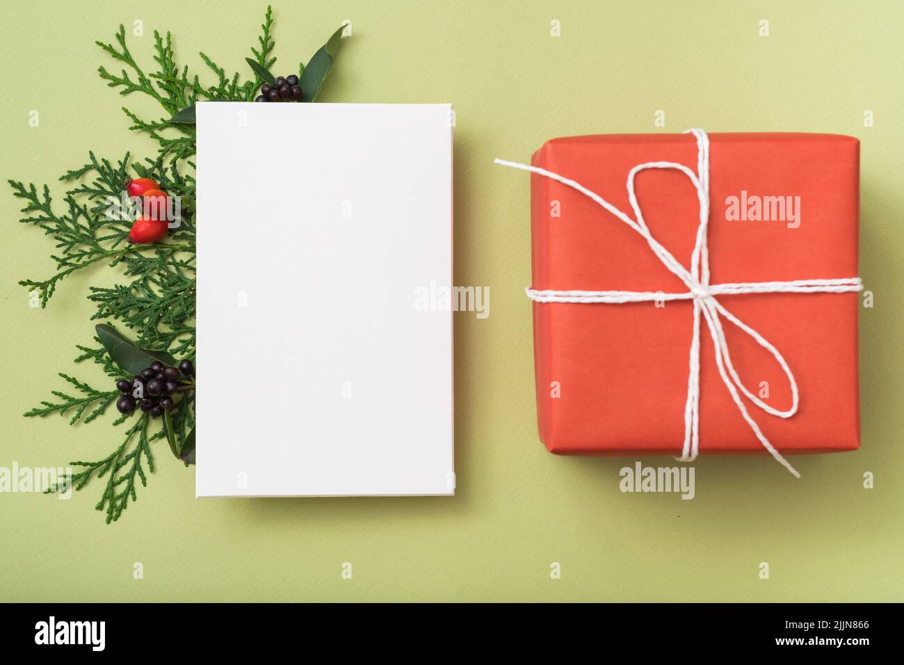 holiday greeting white blank paper gift box decor Stock Photo - Alamy