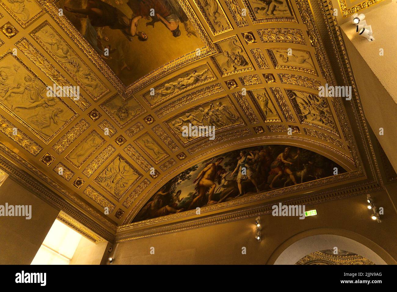 The roof paintings and interior architecture of the Louvre museum ...