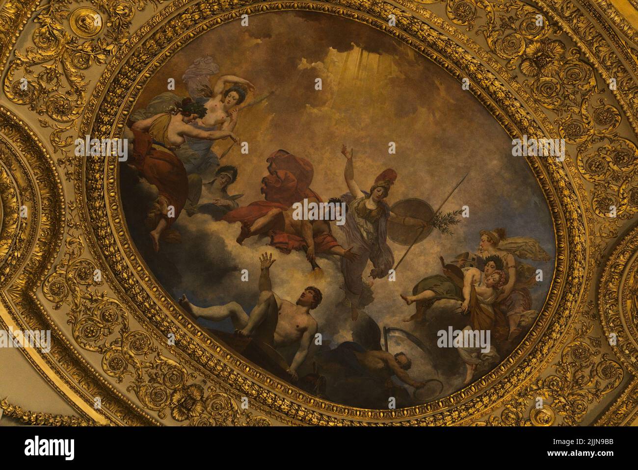 The ceiling paintings and interior architecture of the Louvre museum ...