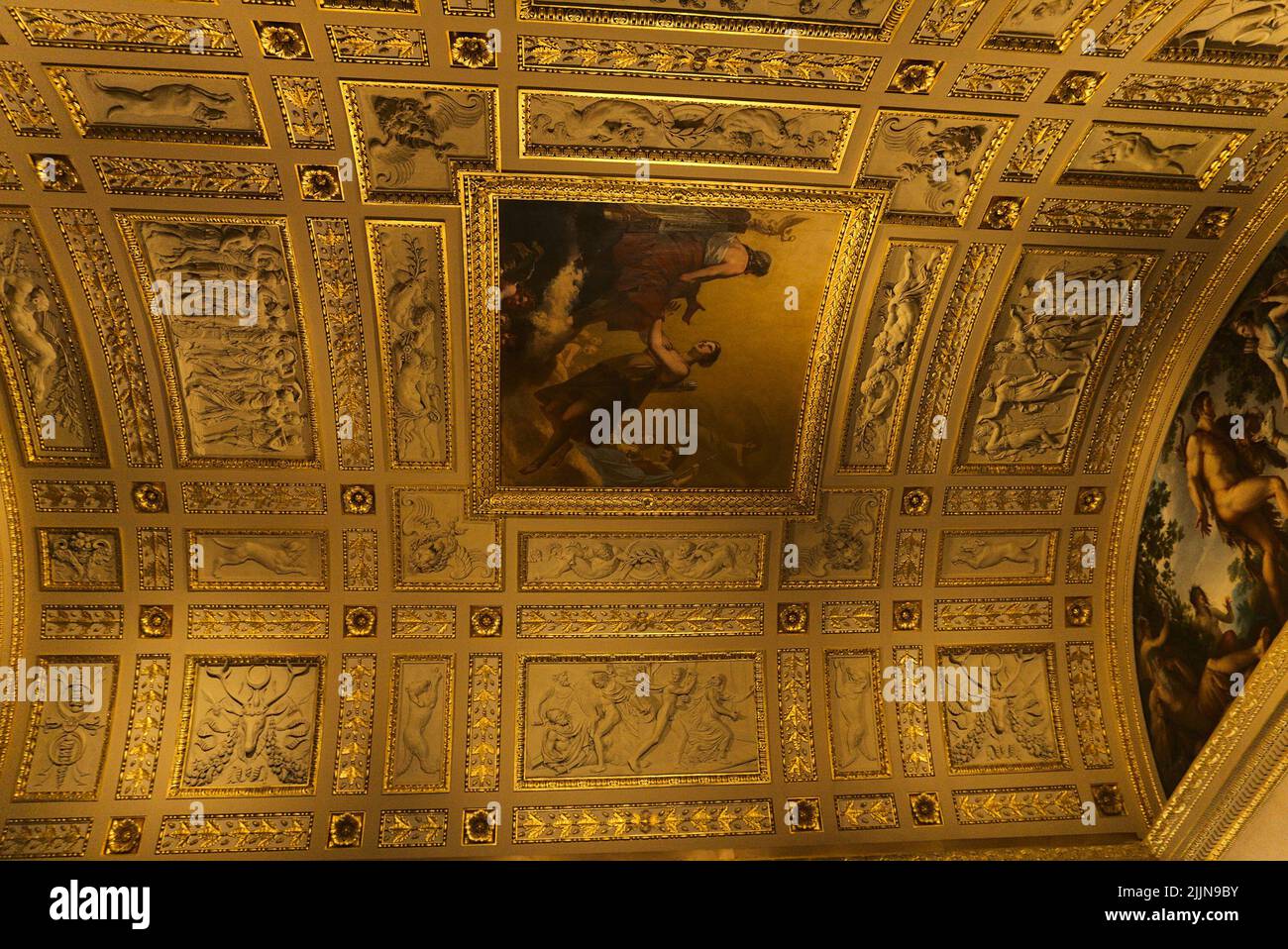 The roof paintings and interior architecture of the Louvre museum ...