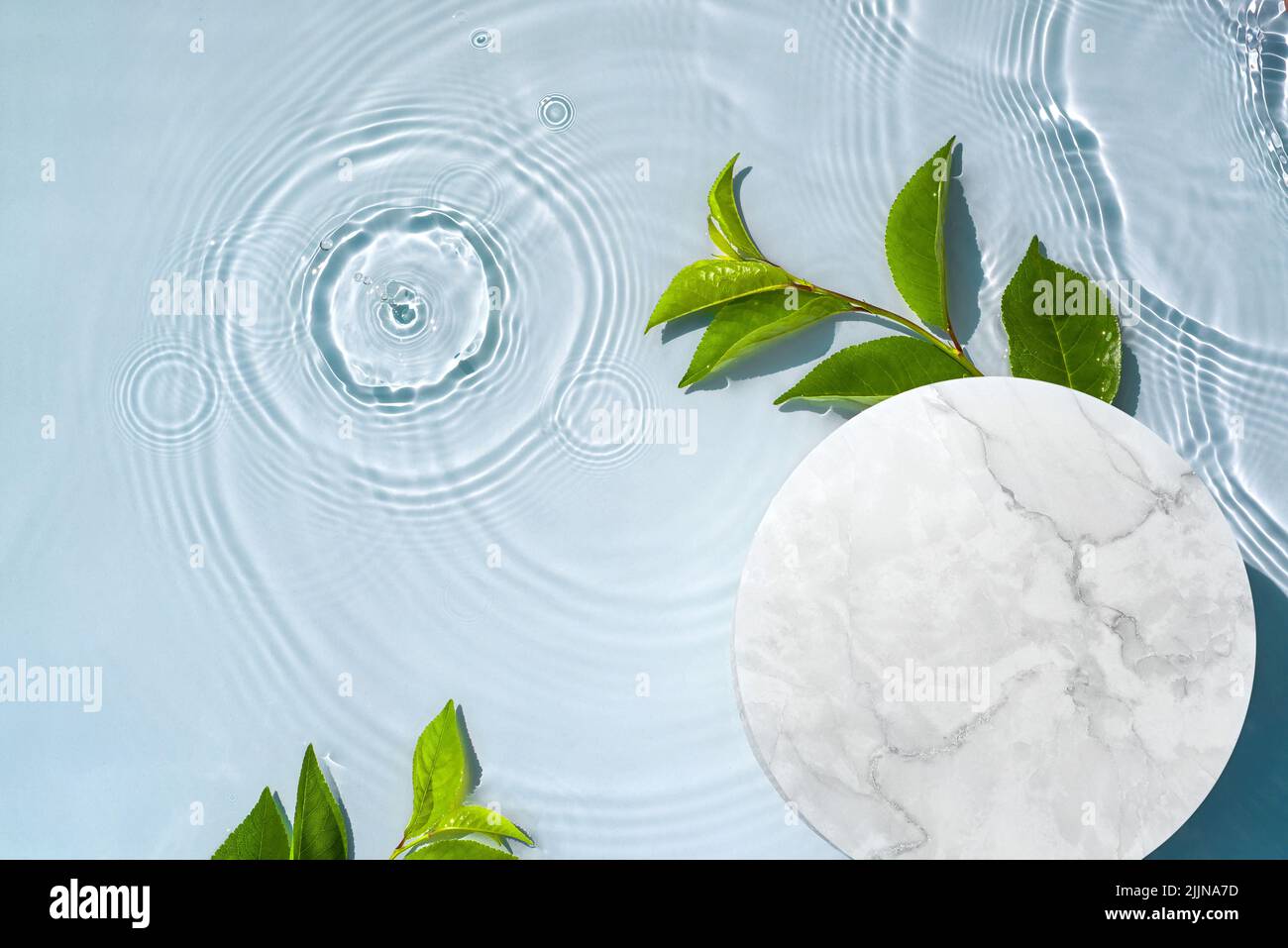 Minimal modern empty product display on water background with waves and ...