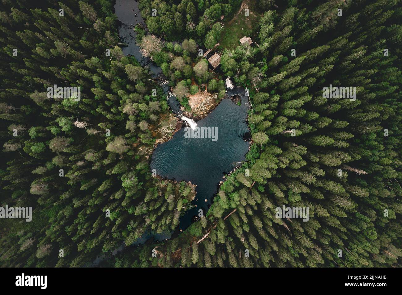 Aerial view tranquil lake forest hi-res stock photography and images ...