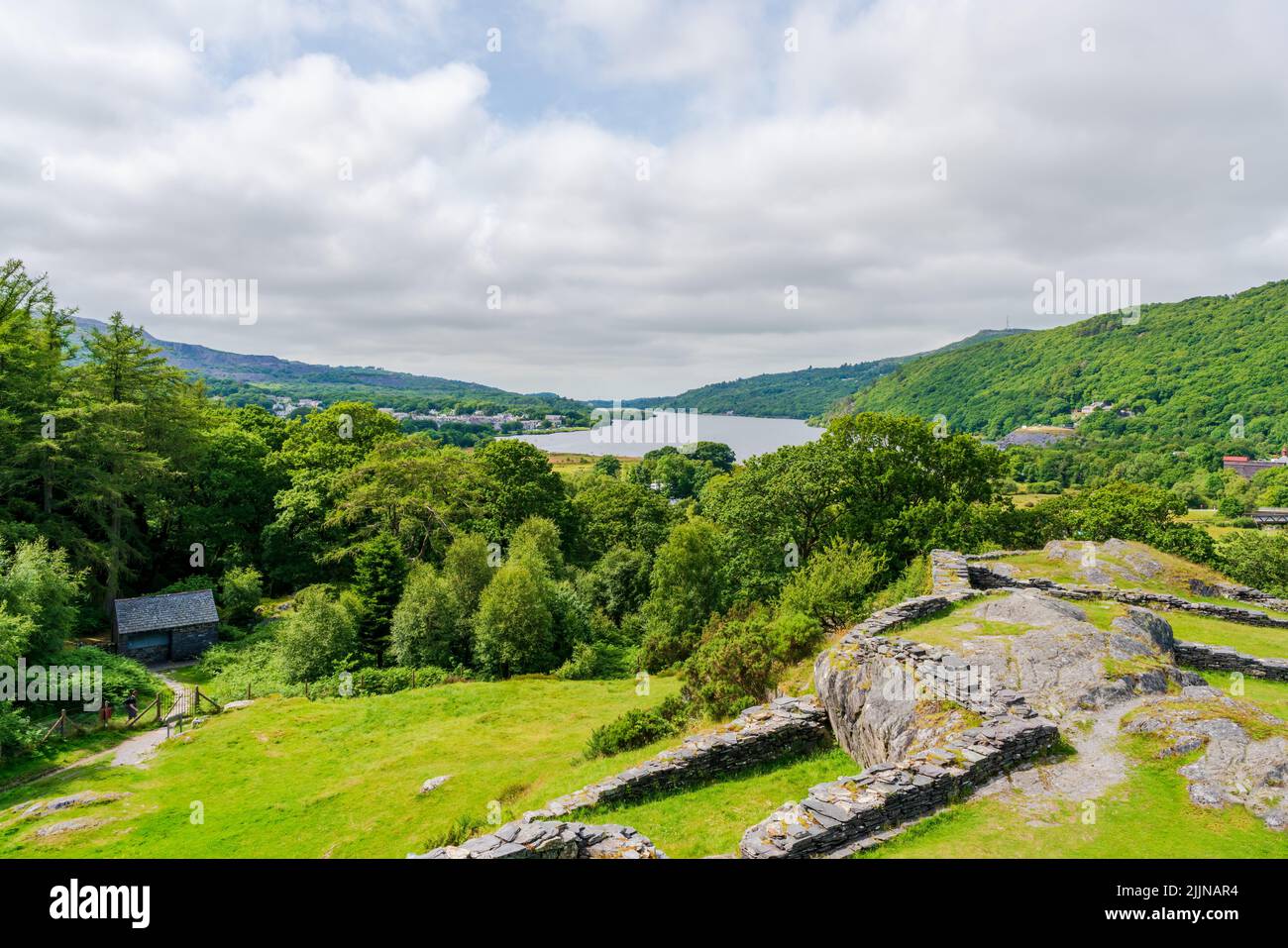 Llyn Padarn lake and Welsh countryside in Llanberis, Wales Stock Photo ...