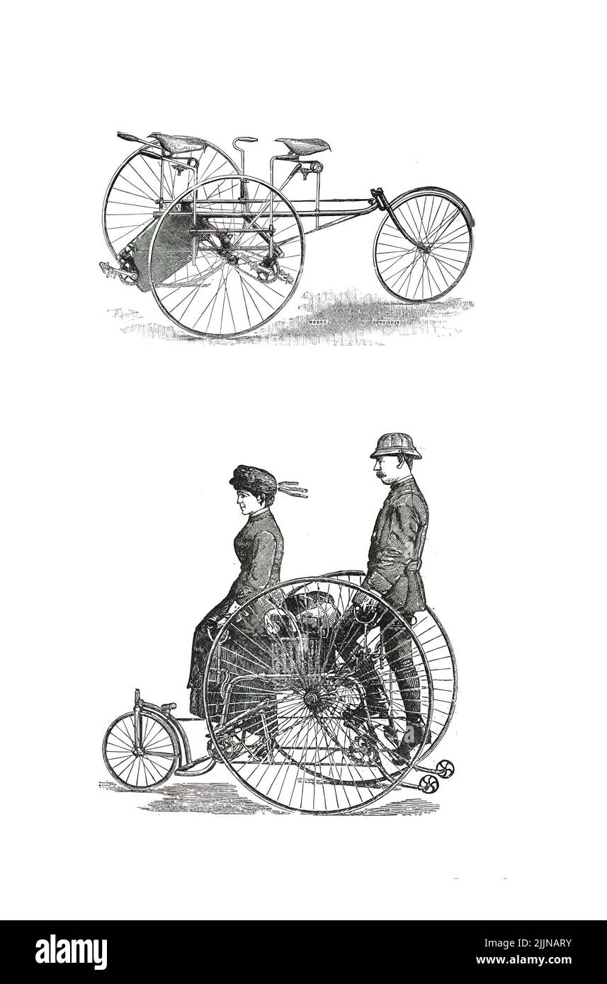 The vertical illustration of a 19th-century vintage bicycle Stock Photo ...