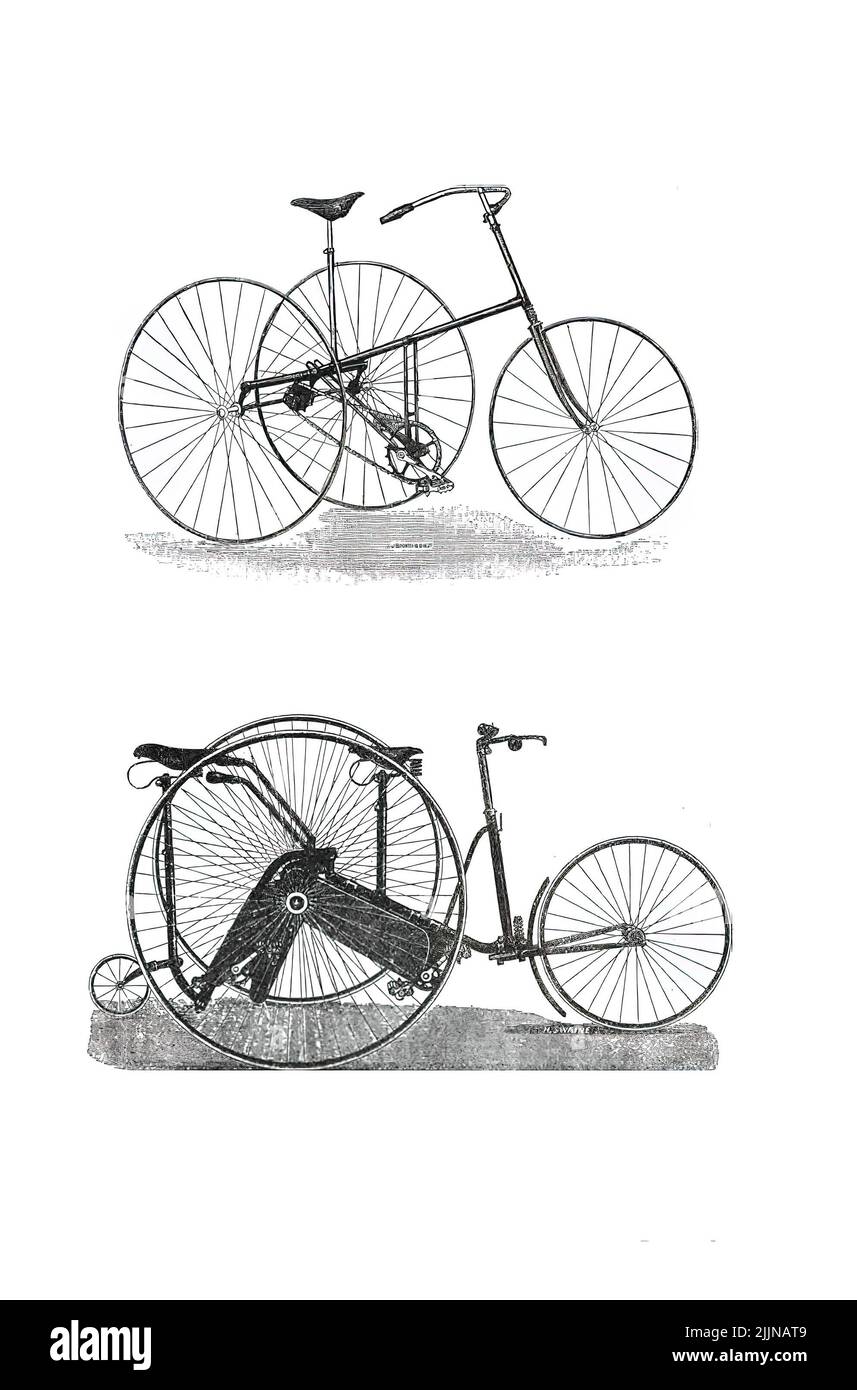 The vertical illustration of a 19th-century vintage bicycle Stock Photo ...