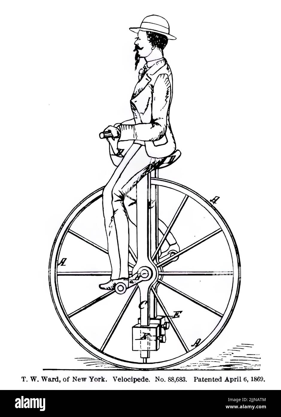 The vertical illustration of a 19th-century vintage bicycle Stock Photo ...