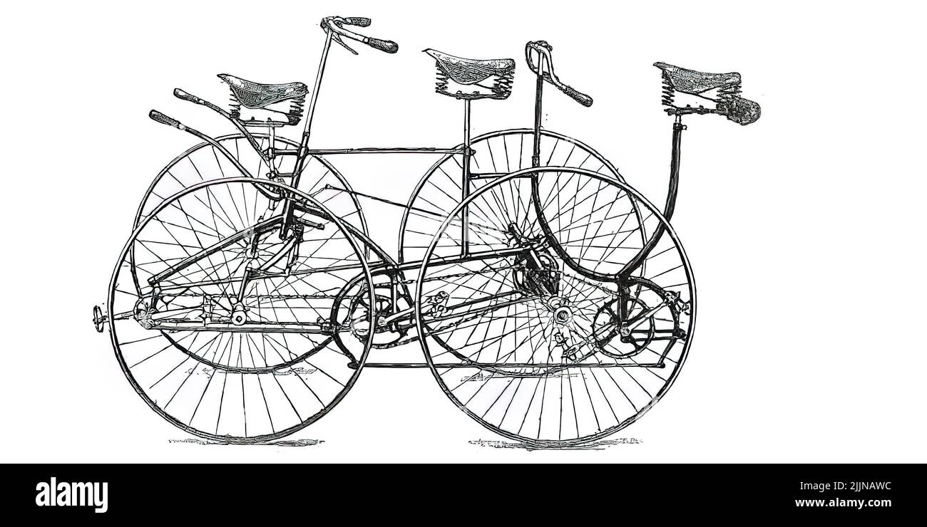 The illustration of the 19th-century vintage bicycles Stock Photo - Alamy