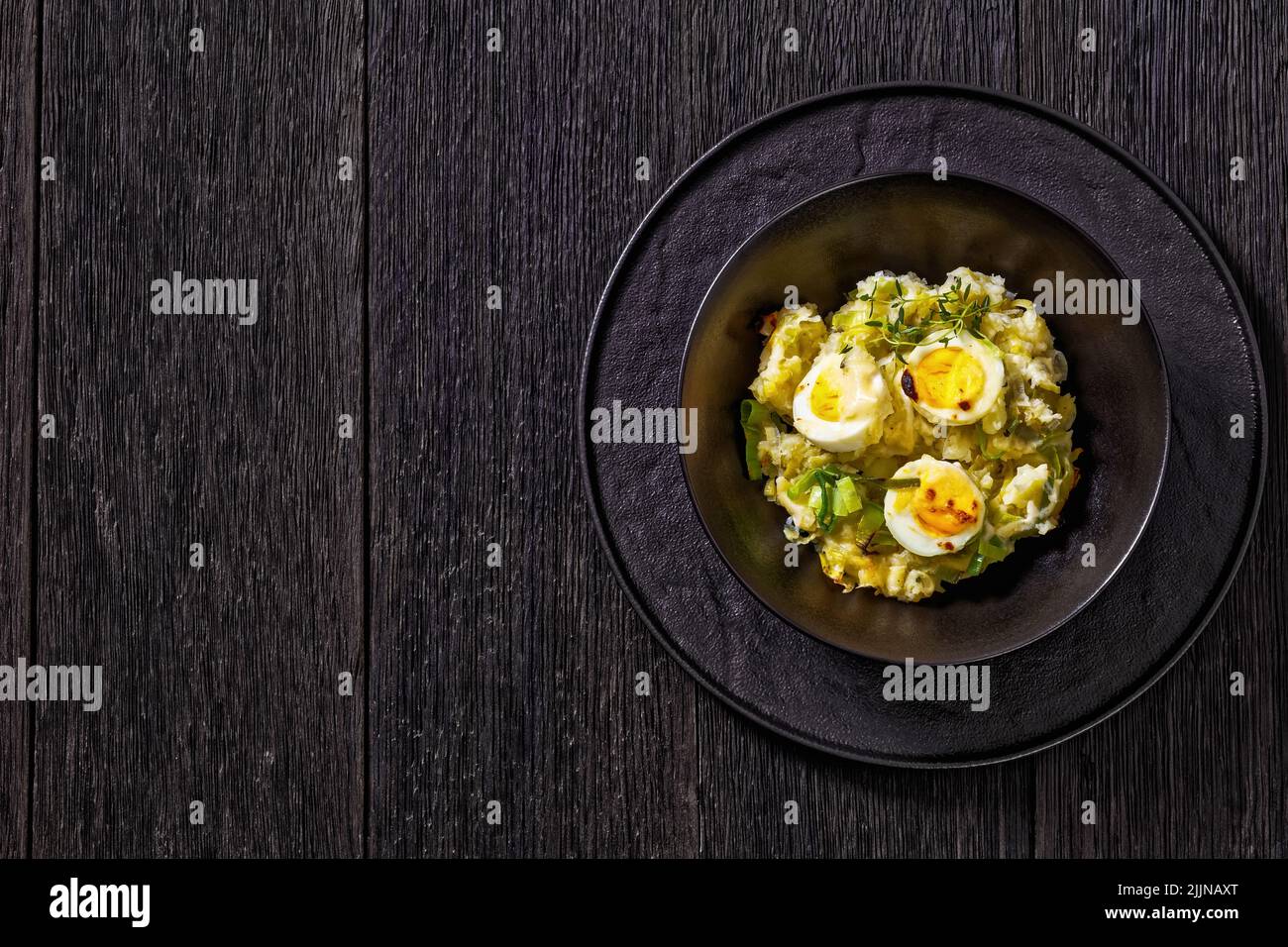 Welsh Anglesey Eggs, soft mashed potatoes with hard-boiled eggs all ...