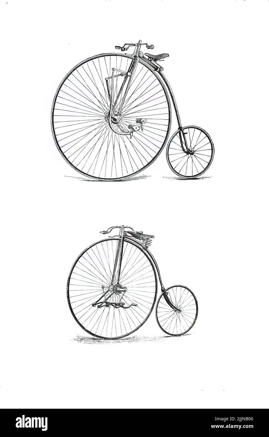 The vertical illustration of a 19th-century vintage bicycle Stock Photo ...