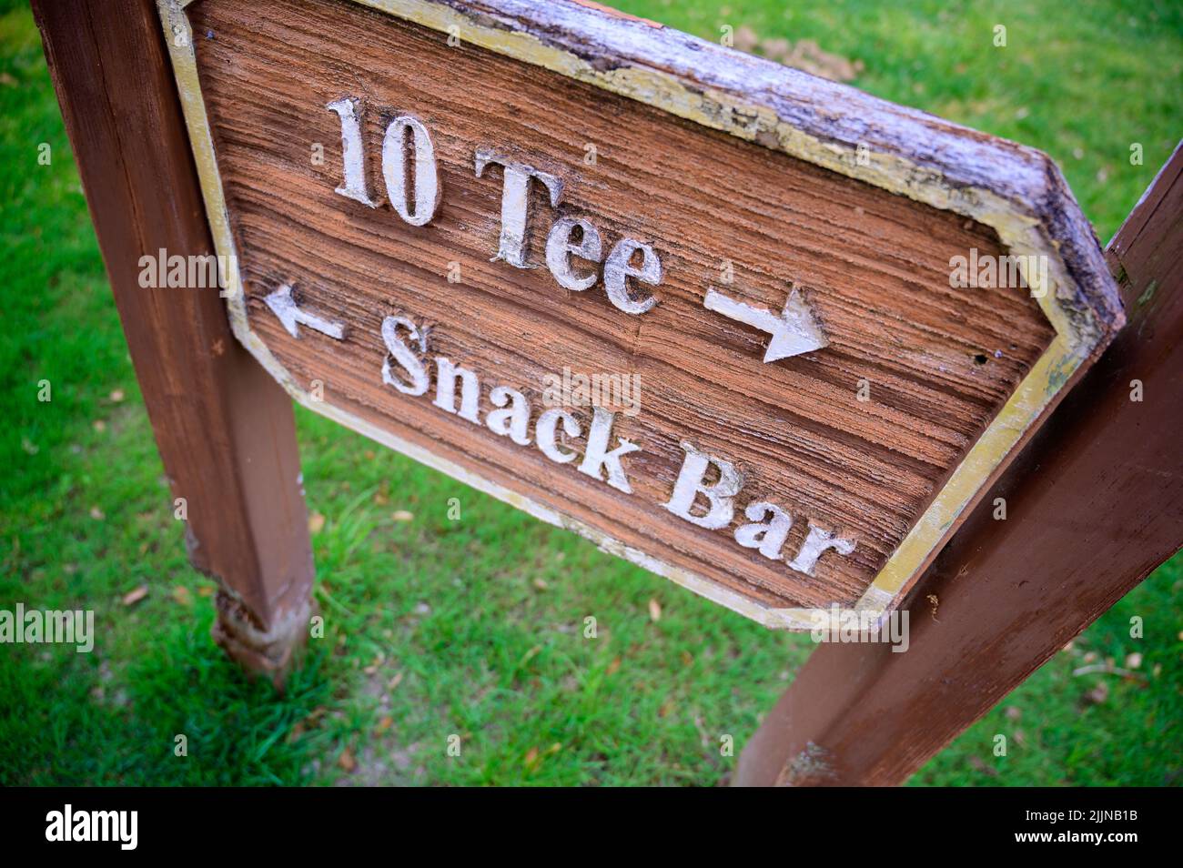 A closeup of poster showing the way to the Snack bar Stock Photo - Alamy
