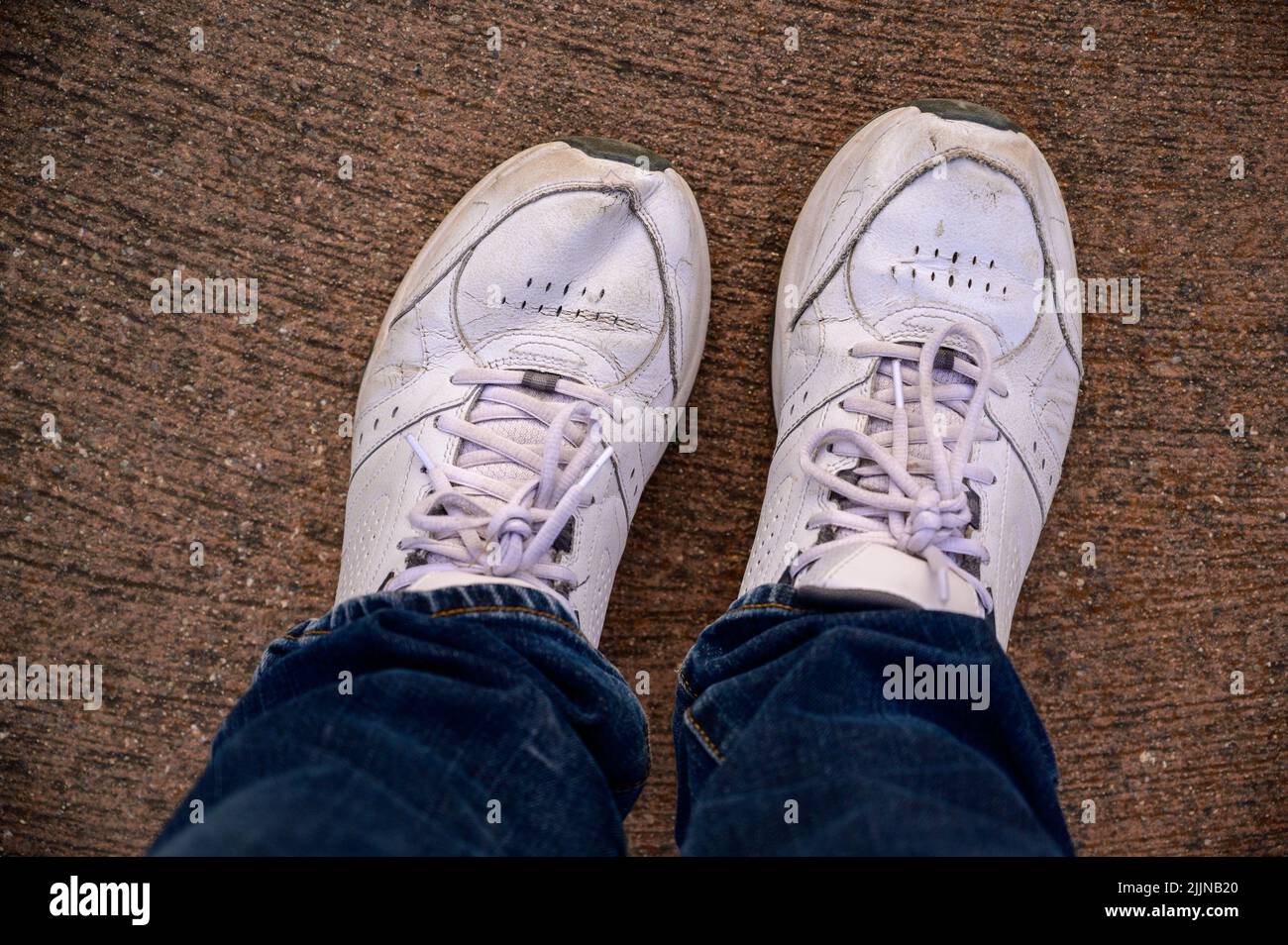 Overhead shot white sneakers hi-res stock photography and images - Alamy