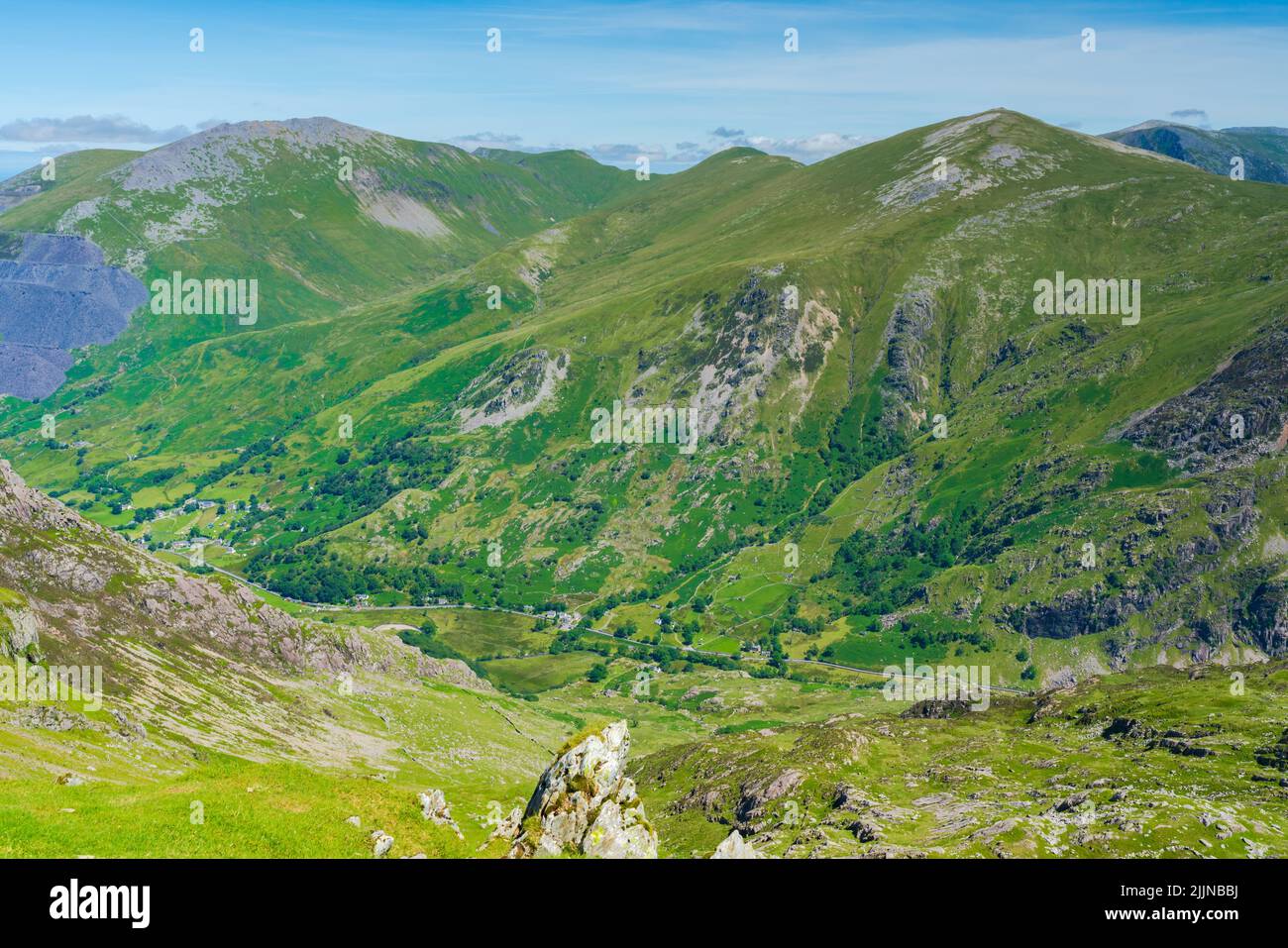A scenic view from Mount Snowdon on a bright sunny day, Wales Stock ...