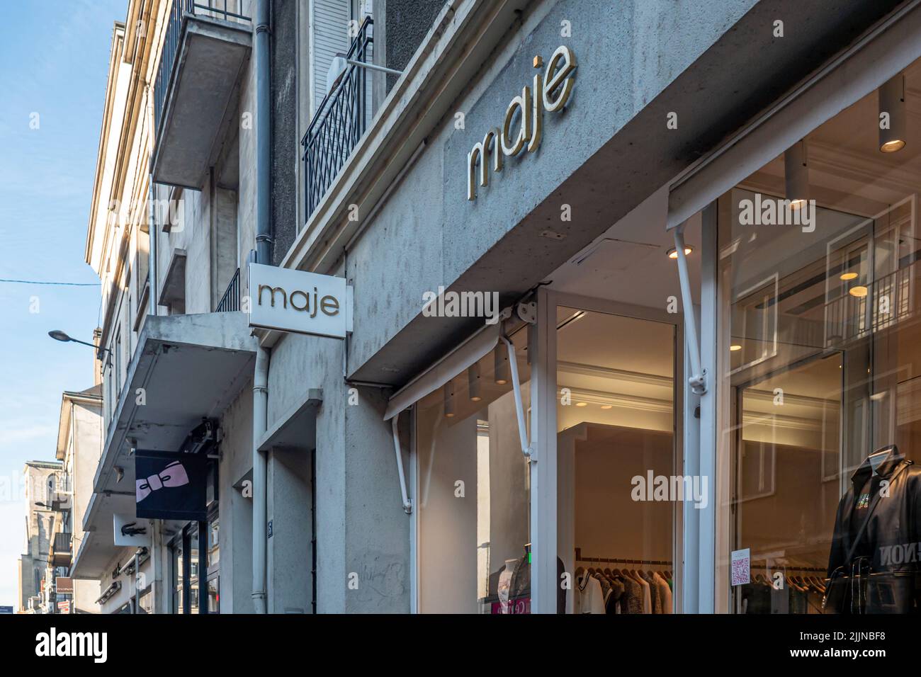 The Maje front store facade view with logo and signage, a famous brand ...