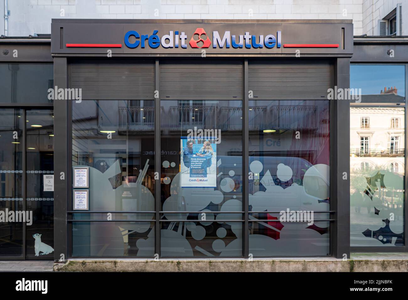 The Credit Mutuel store facade view with logo and signage Stock Photo ...