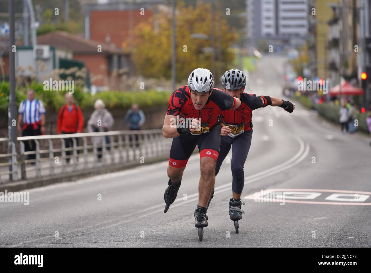 The rollers in the rollerblading race in Donostia-San Sebastian, Spain ...