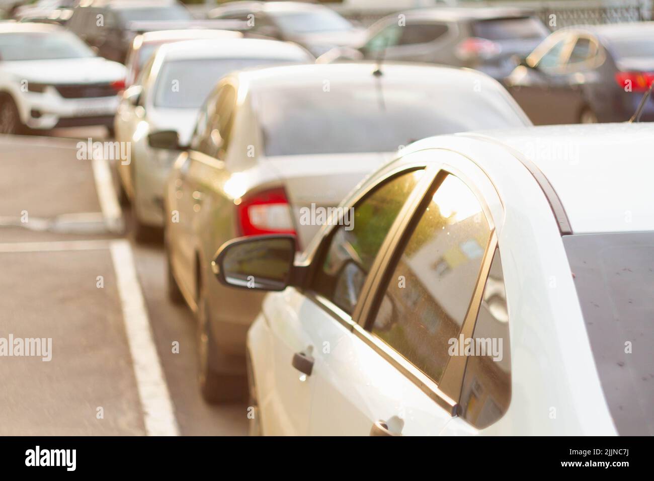 Automobile congestion. Traffic jam. Problems with parking spaces in the ...