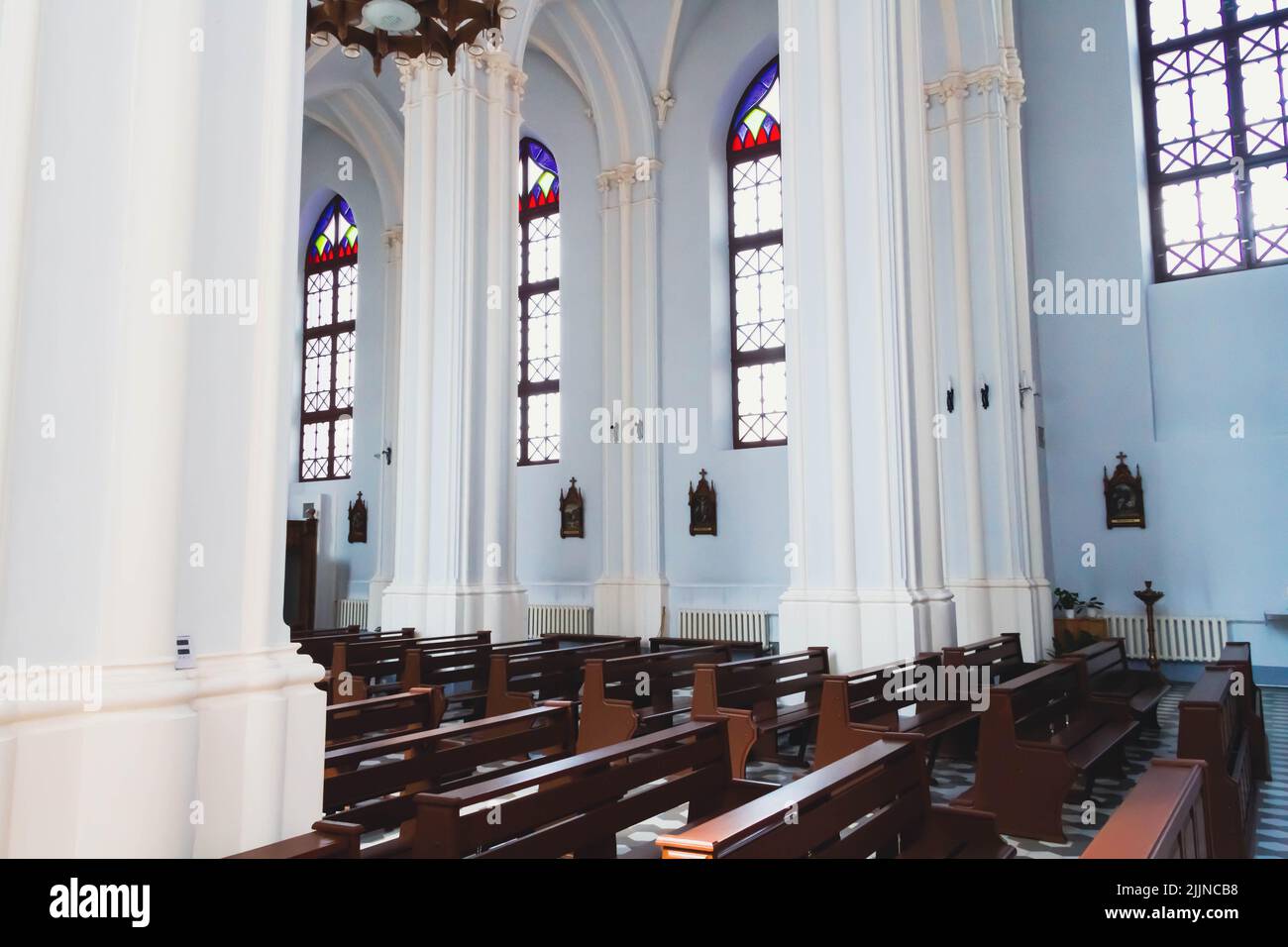 Inside the temple. Church attributes. Bible in the church. Vaults of ...