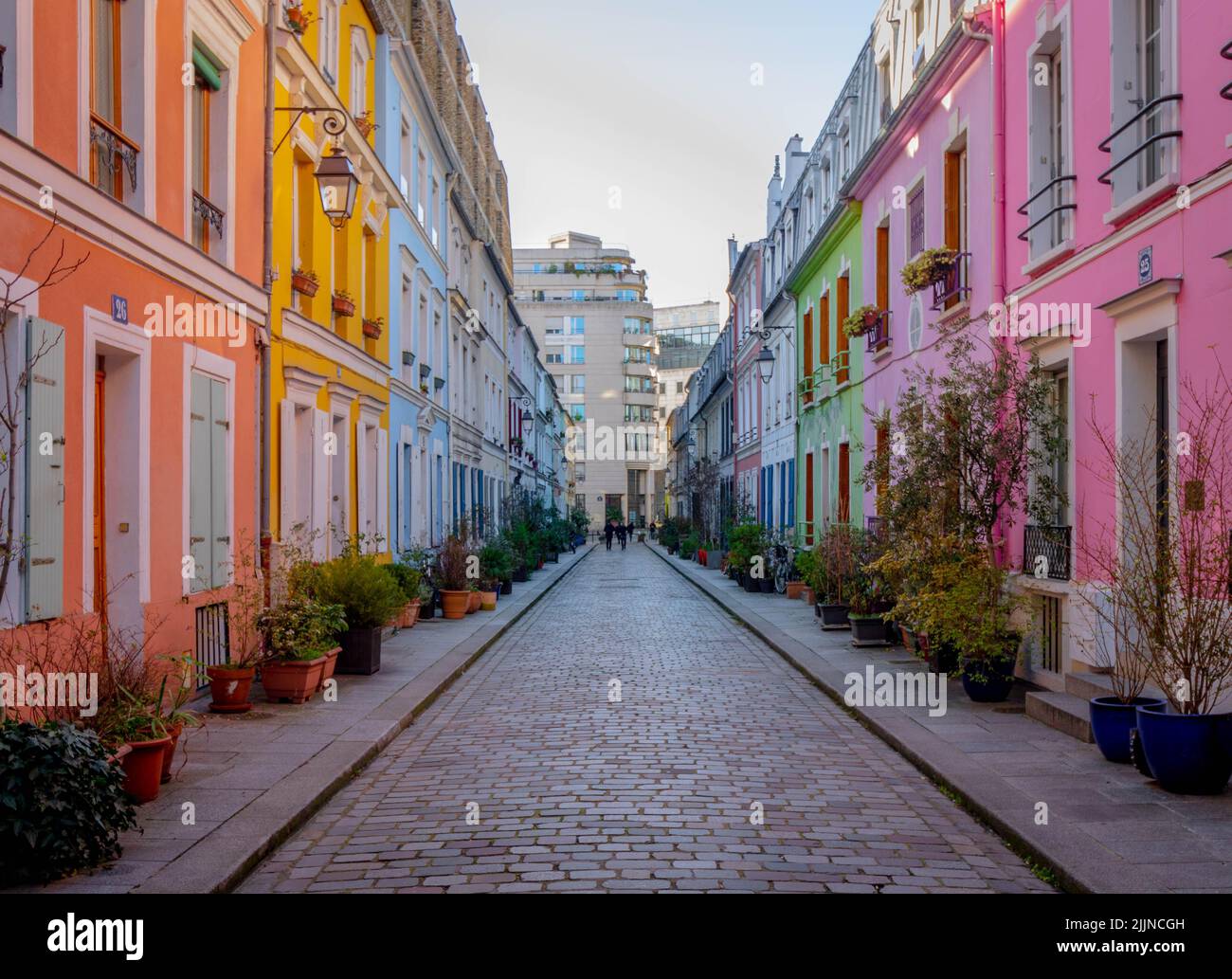 The Cremieux street with colorful buildings in Paris Stock Photo - Alamy