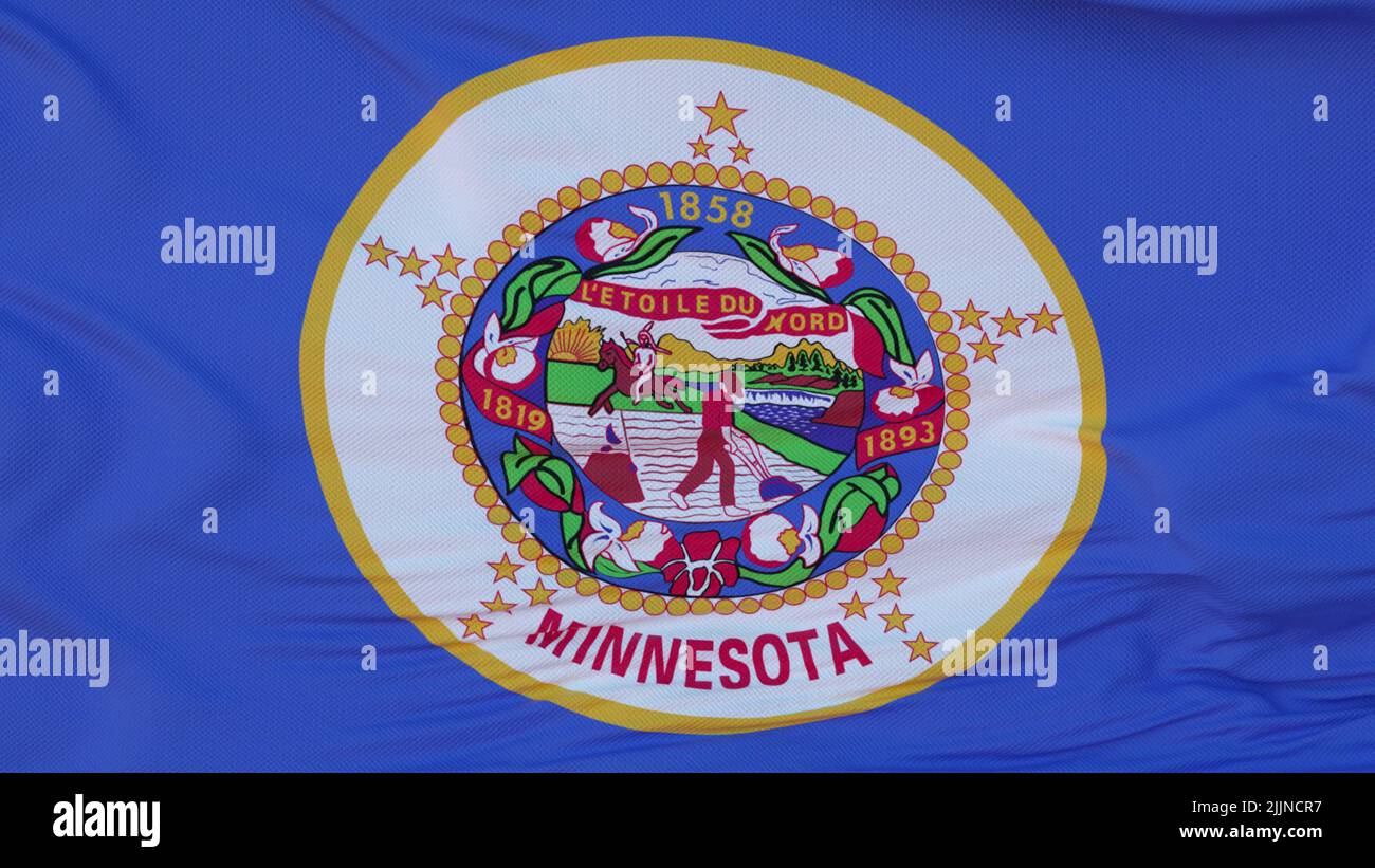 Flag of Minnesota state, region of the United States, waving at wind ...