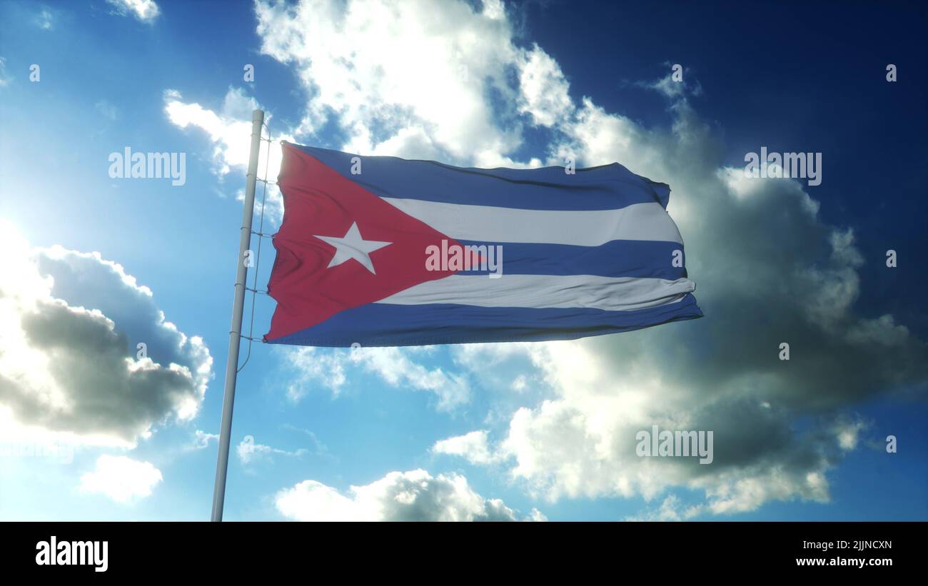 Realistic flag cuba waving hi-res stock photography and images - Alamy