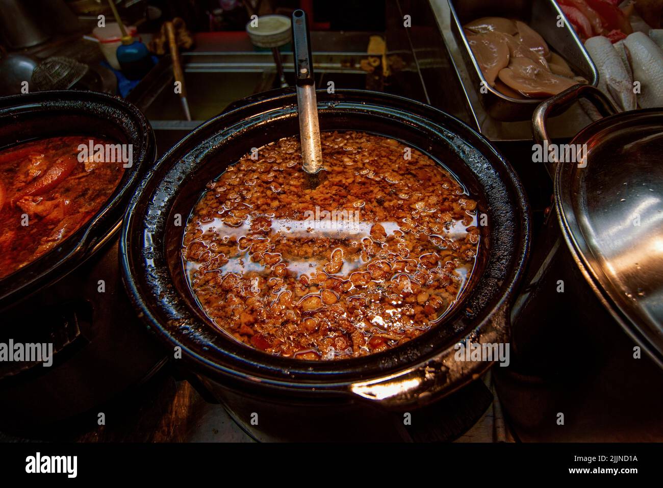 A pot of beef stew sits at a night market in Taipei, Taiwan Stock Photo ...