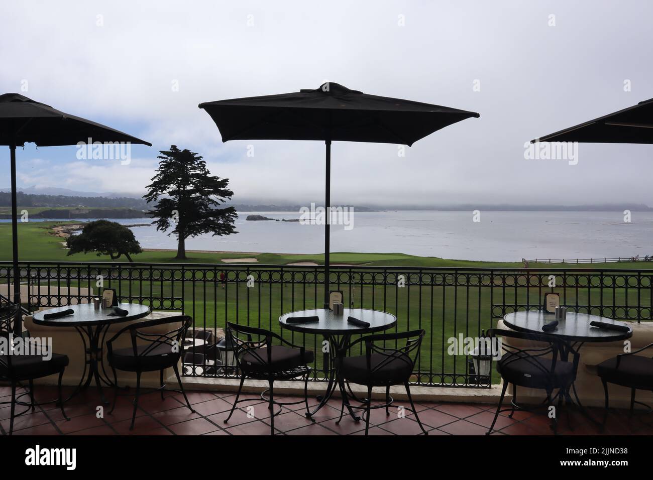 The view from patio to the bay and Pebble Beach golf course in ...