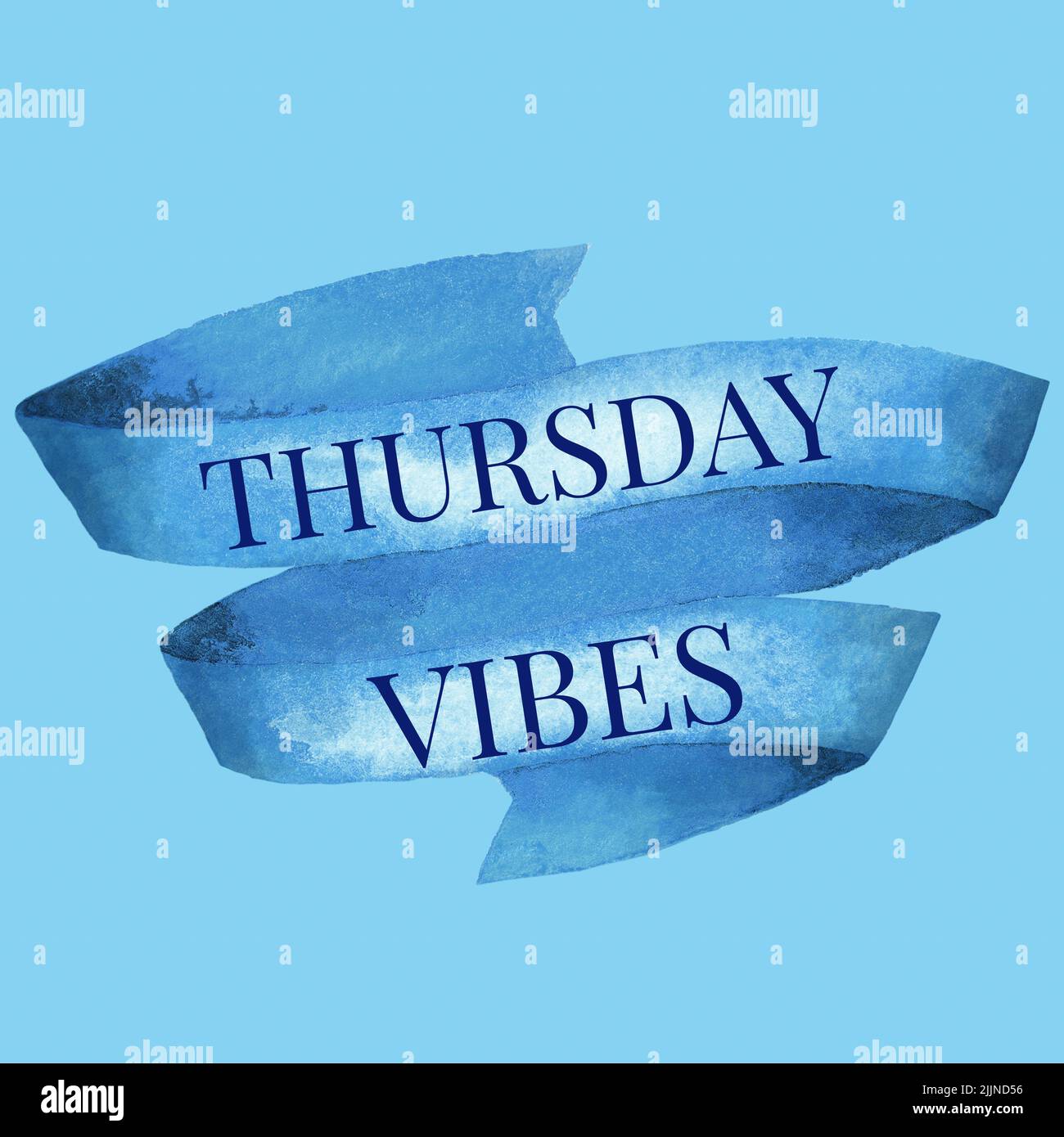 An illustration of "Thursday Vibes" writing on a blue background Stock ...