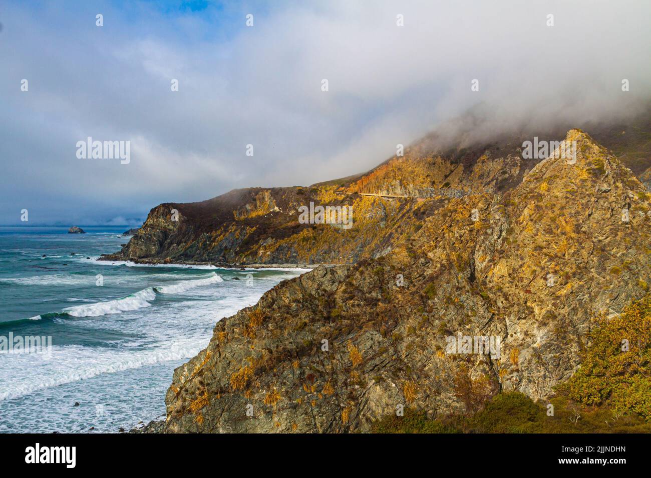 Fog on the Coastal Mountains of Big Sur With Cape San Martin in The ...