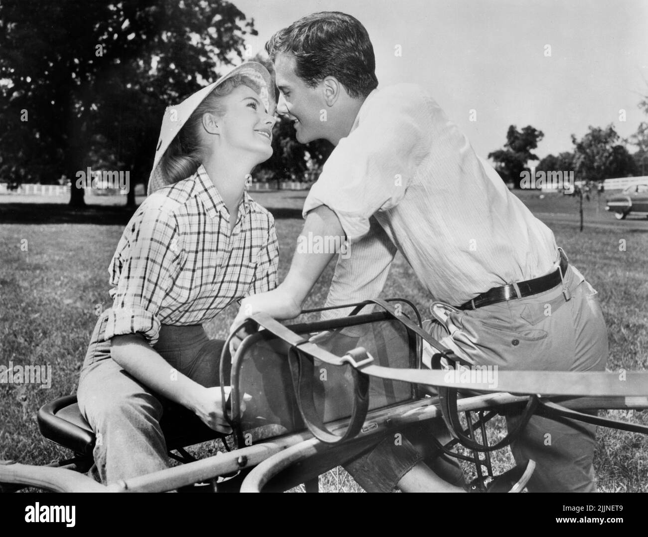Shirley Jones, Pat Boone, on-set of the Film, "April Love", 20th ...