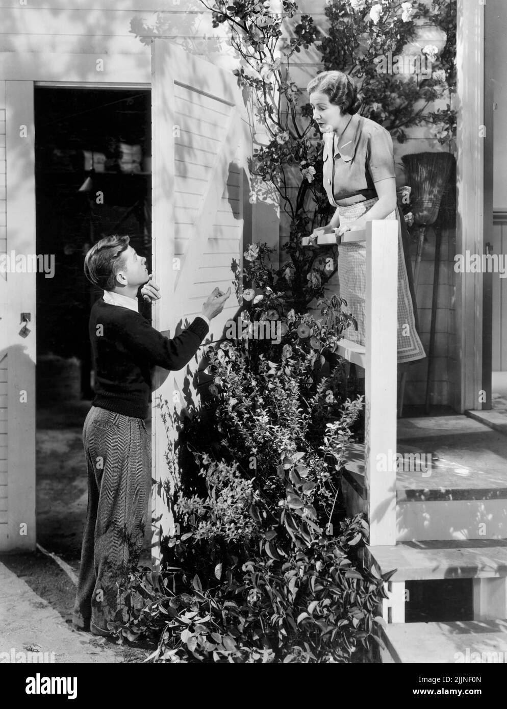 Mickey Rooney, Fay Holden, on-set of the Film, "Andy Hardy Gets Spring ...