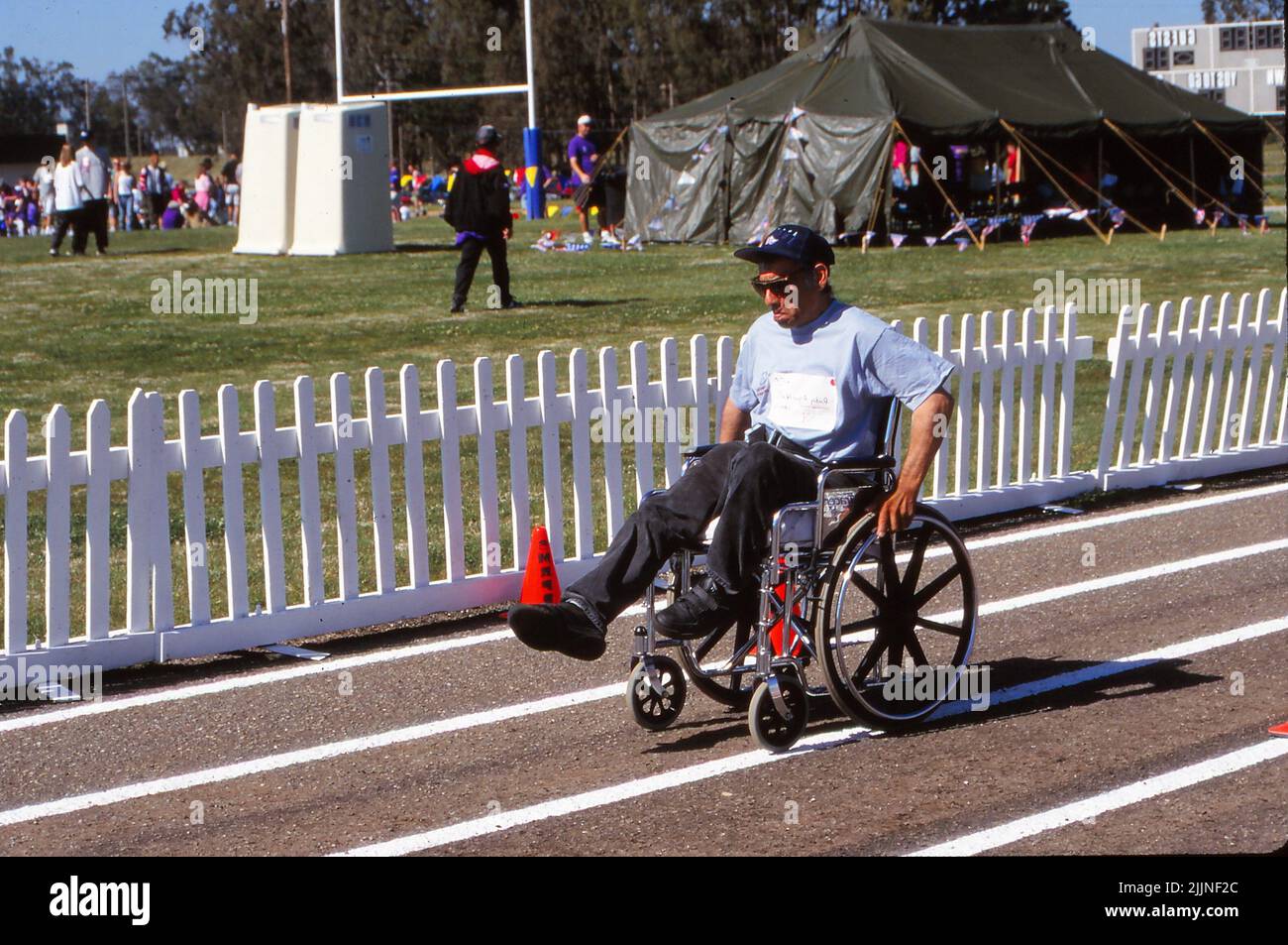 Disabled veteran races his wheelchair in special Olympic Competition ...