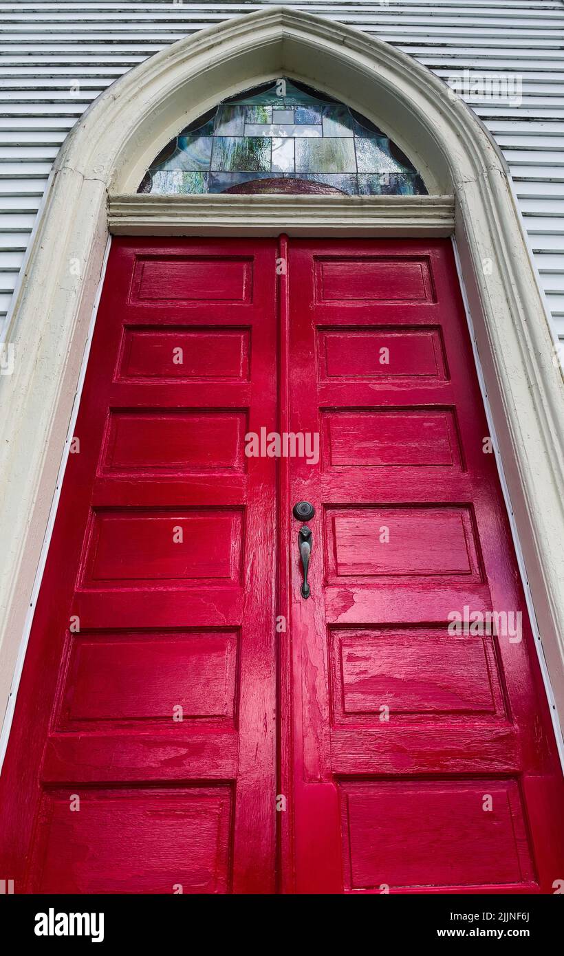 The red door of the Venango United Methodist Church, Venango ...