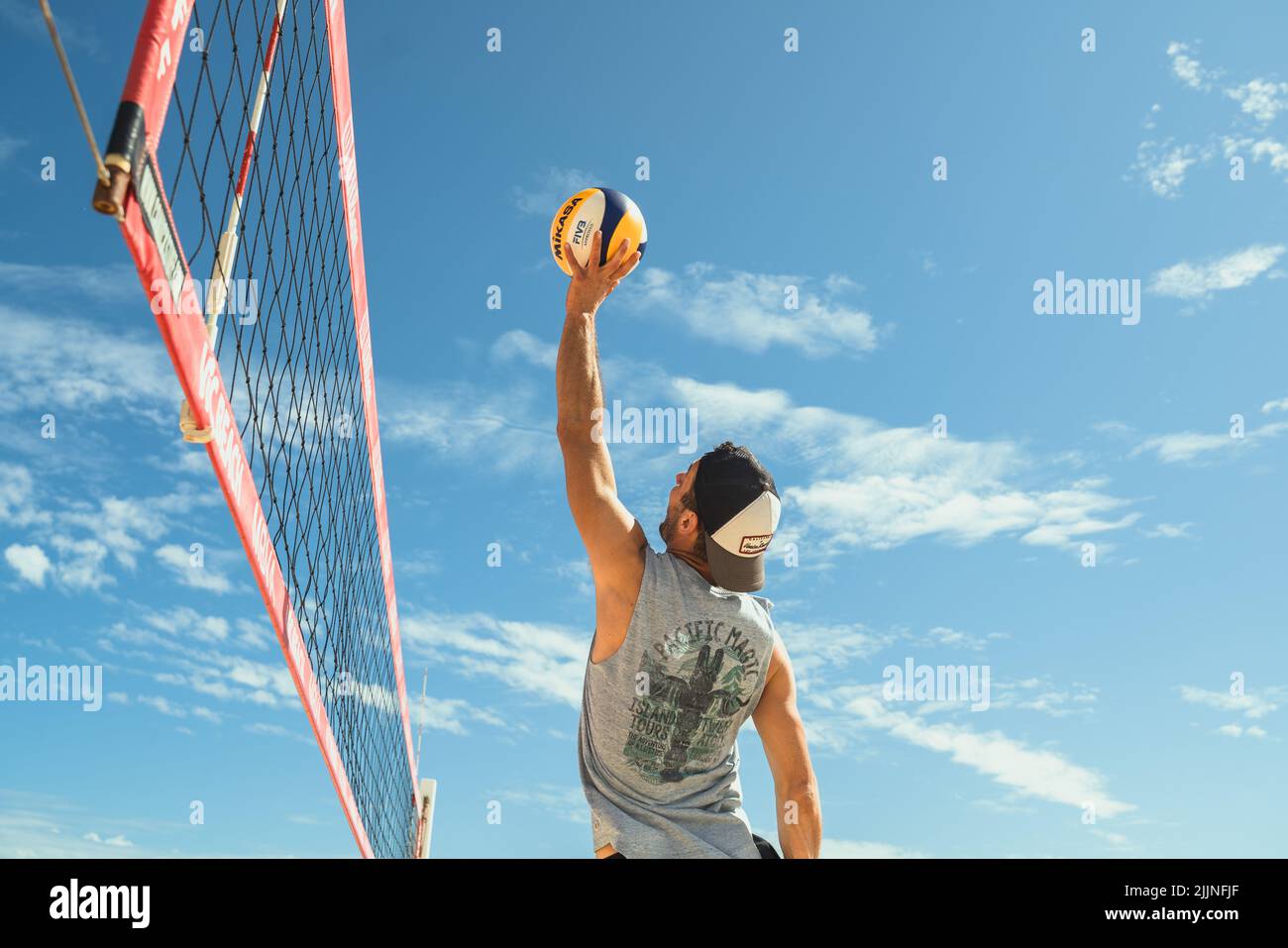 Male volleyball player jumping hi-res stock photography and images - Alamy