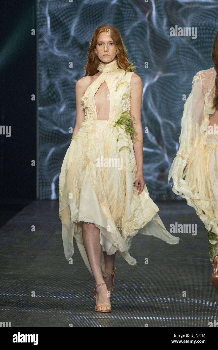 A model walks on the catwalk during the Saman Loira Spring/Summer 2023 ...