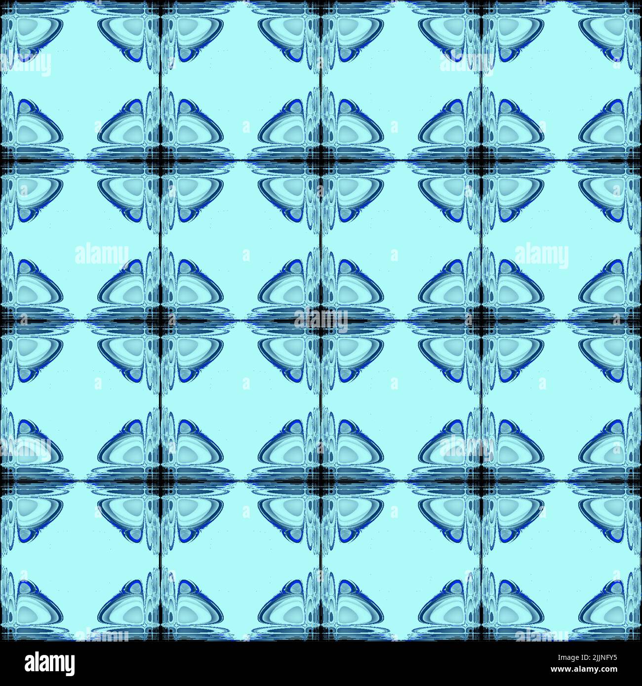 symmetrical seamless floral pattern in blue shades, repeating pattern ...