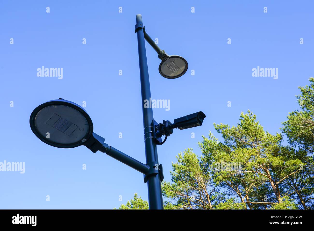 Modern design equipment for park infrastructure, led lamps and a ...